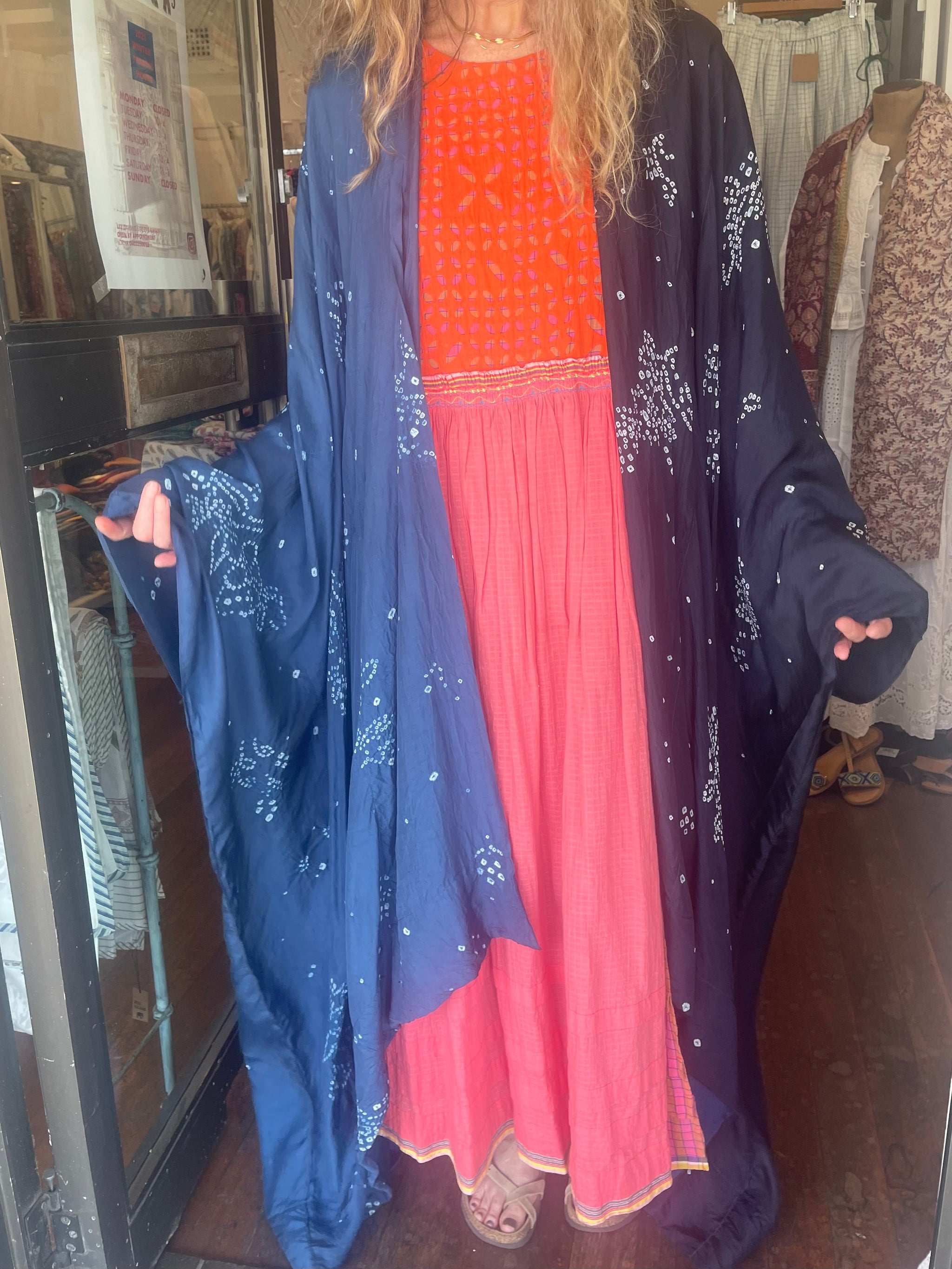 INJIRI | AMBER 03 - Indigo Silk Dress | India in Balmain